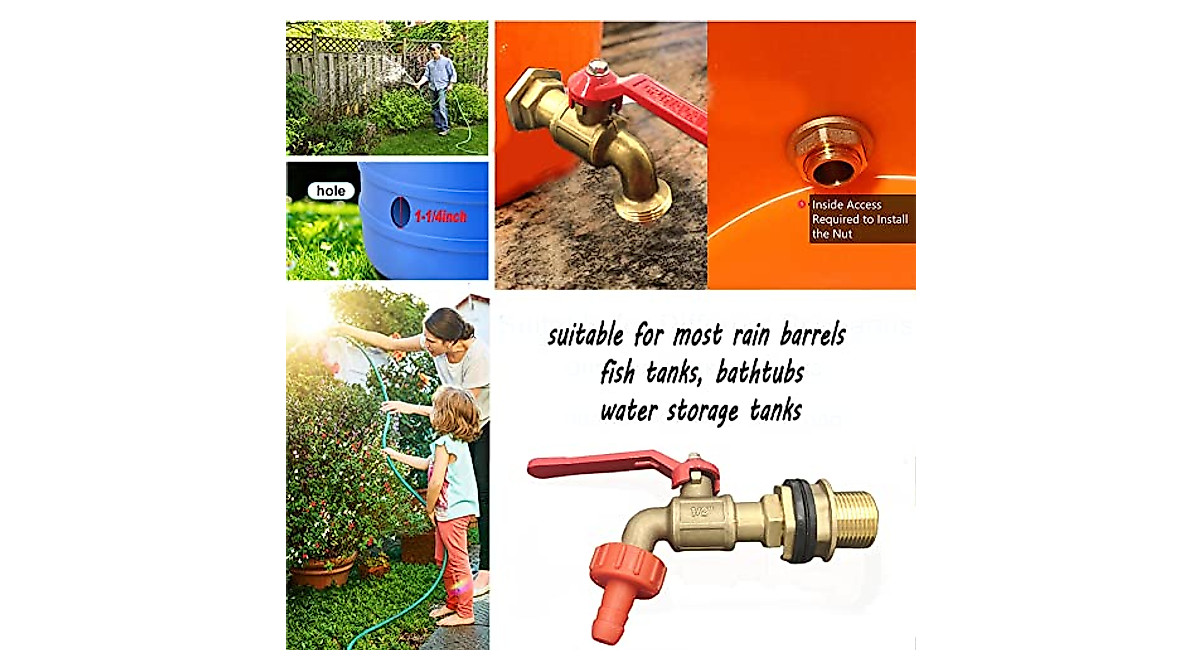 Brass Spigot Kit for Rain Barrels - Easy Installation