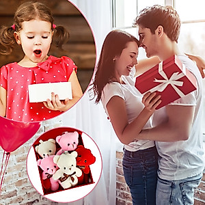 15 Pieces Valentine's Day Mini Bear Toy 4.7 Inch Stuffed Animal Jointed Bear Plush Doll Miniature Bear for Wedding Keychain Birthday Xmas Decorations Party Favors (Red, Pink, White)