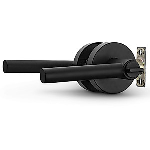 Berlin Modisch Entry Lever Door Handle and Single Cylinder Deadbolt Lock and Key Sleek Round Locking Lever Handle Set [Front Door or Office] Right & Left Sided Doors Heavy Duty – Iron Black Finish
