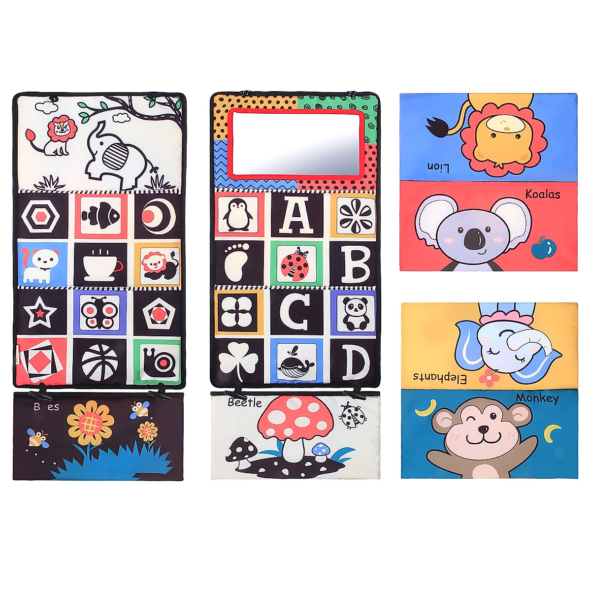 JOLIE VALLÉE TOYS & HOME Baby Mirror Toy Infant Soft Book High Contrast Babies Toy Touch and Feel Crinkle Book for 0-6months Toddler Toys (Colorful Soft Toy for Baby Girl&boy)