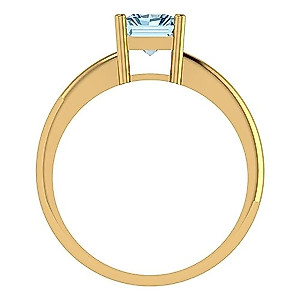 Clara Pucci 1.75ct Radiant Cut Solitaire Natural Aquamarine Engagement Wedding Bridal Promise Anniversary Ring 18K Yellow Gold Size 9.25