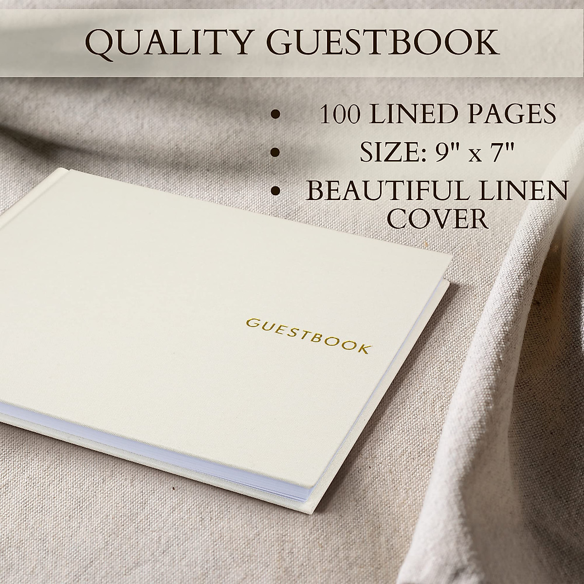 Beautiful Linen Wedding Guest Book for Your Wedding Reception - Simply Elegant Guestbook to Sign in and Add Polaroid Photos - The Perfect Wedding Or Baby Shower Guest Book and Addition to Your Big Day