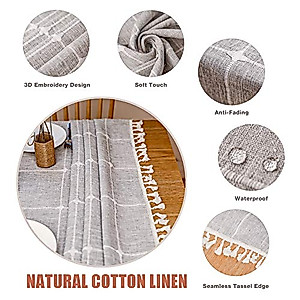 Vonabem Table Cloth Tassel Cotton Linen Table Cover for Kitchen Dinning Wrinkle Free Tablecloths Rectangle/Oblong (58''x86'', 6-8 Seats, Grey)