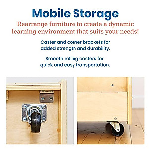 ECR4Kids Double-Sided Mobile Book Display, Classroom Bookshelf, Natural