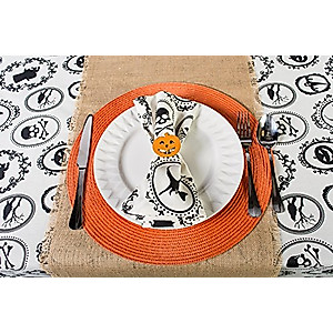 DII Halloween Party Tabletop Decor, Reusable & Machine Washable Cotton Fabric, Tablecloth, 70" Round, Spooky Portraits