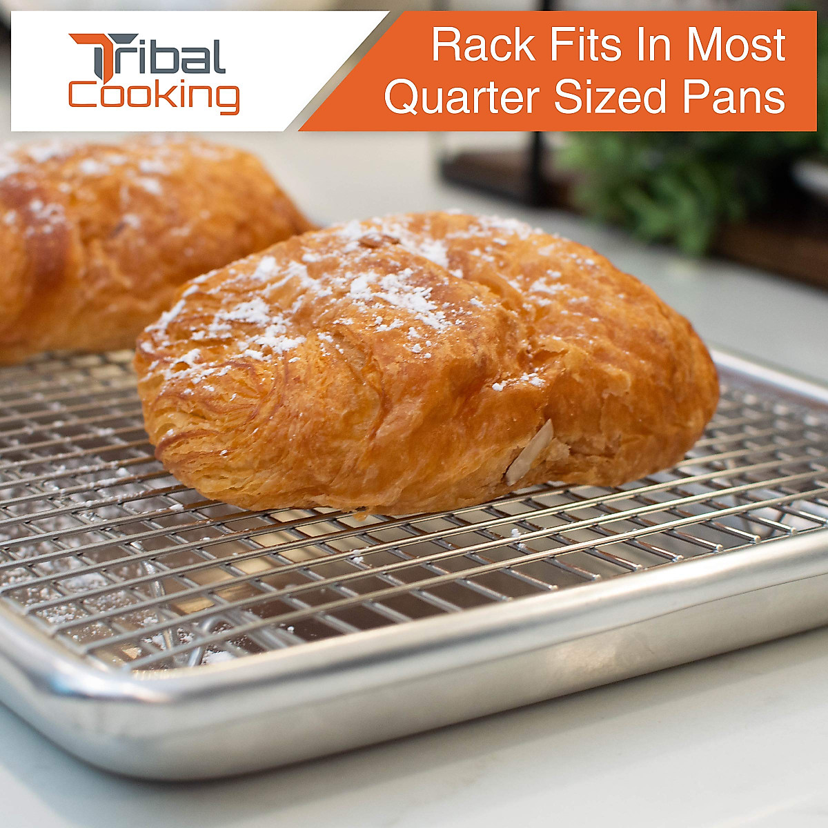 Tribal Cooking Cooling Rack - 8.5" x 12" - Cooling and Baking Rack - Oven Safe Wire Rack for Cookie Cooling, Baking with Sheet Pan - Large, Nonstick, and Stainless Steel