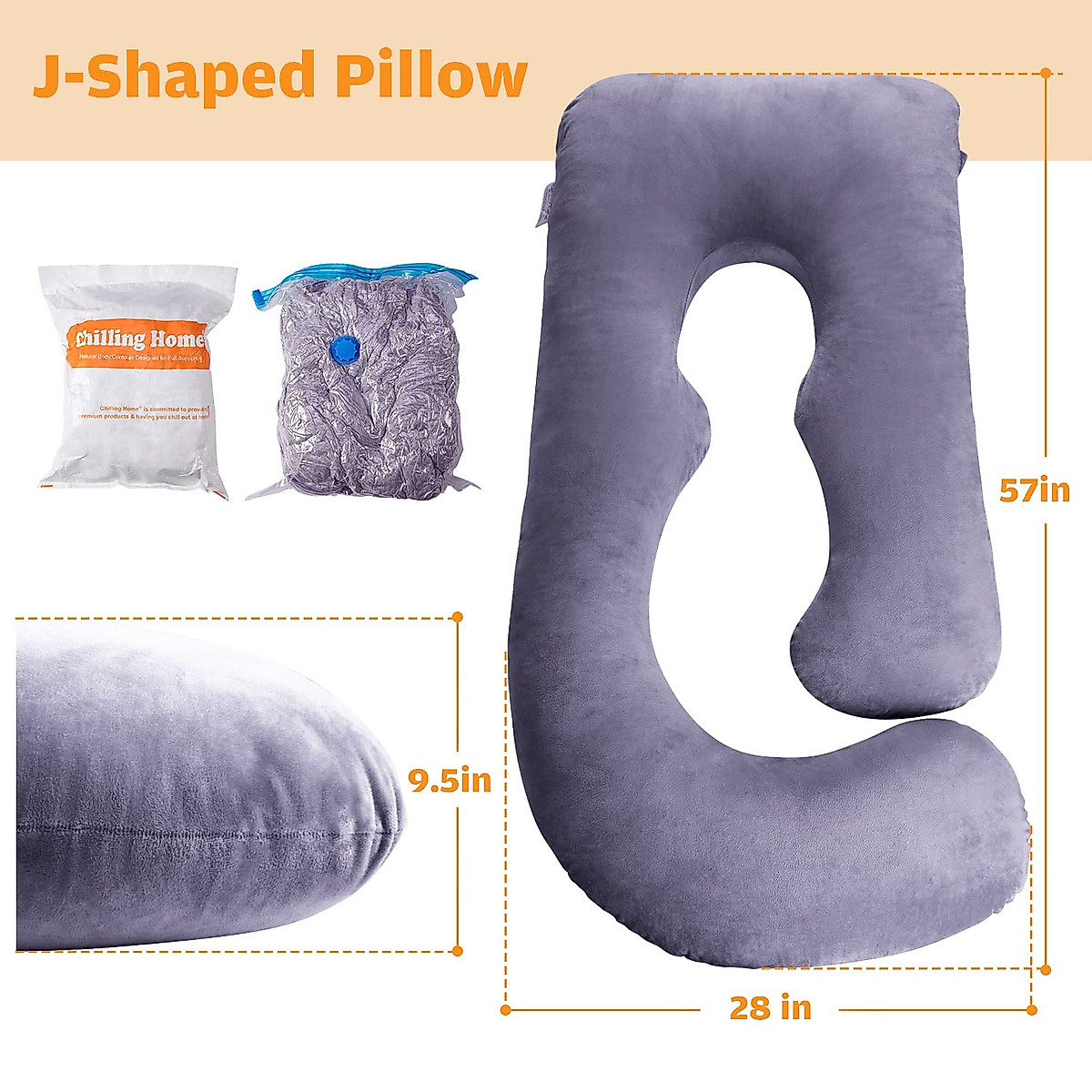 Chilling Home Pregnancy Pillows, U Shaped Full Body Pillow for Pregnancy 55 Inch Maternity Pillow for Pregnant Women, Pregnancy Must Haves Pregnancy Pillows for Sleeping with Removable Cover