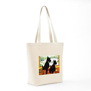 CafePress A Scotty Dog Christmas Tote Bag Natural Canvas Tote Bag, Reusable Shopping Bag