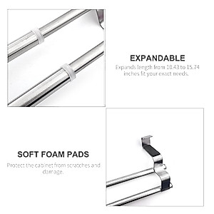 ADBEN Expandable Double Towel er Over Cabinet Cupboard Doors Stainless Steel Bath Towel Bar Towel Clothes er Towel Rack Holder for Bathroom Kitchen Towel Storage Shelf