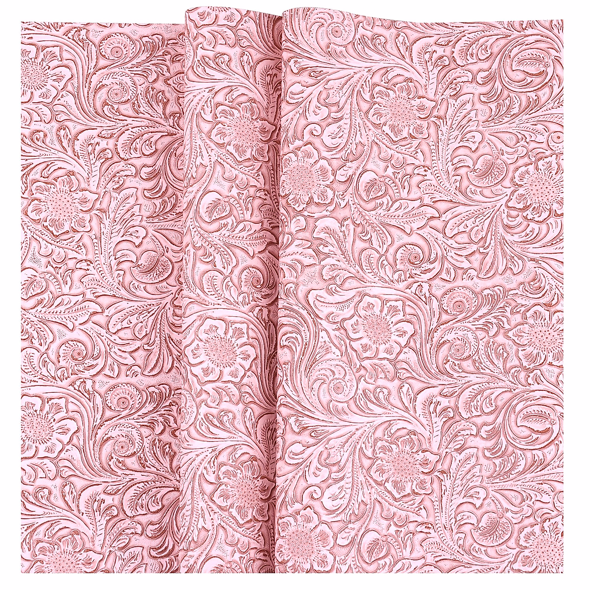 Solid Color Embossed Faux Leather Sheets 12 "x53" (30cm x 135cm) Embossed Texture Leather Fabric, Widely Used in Leather Earrings, Keychains, Sewing DIY Projects ﻿ (Pink)