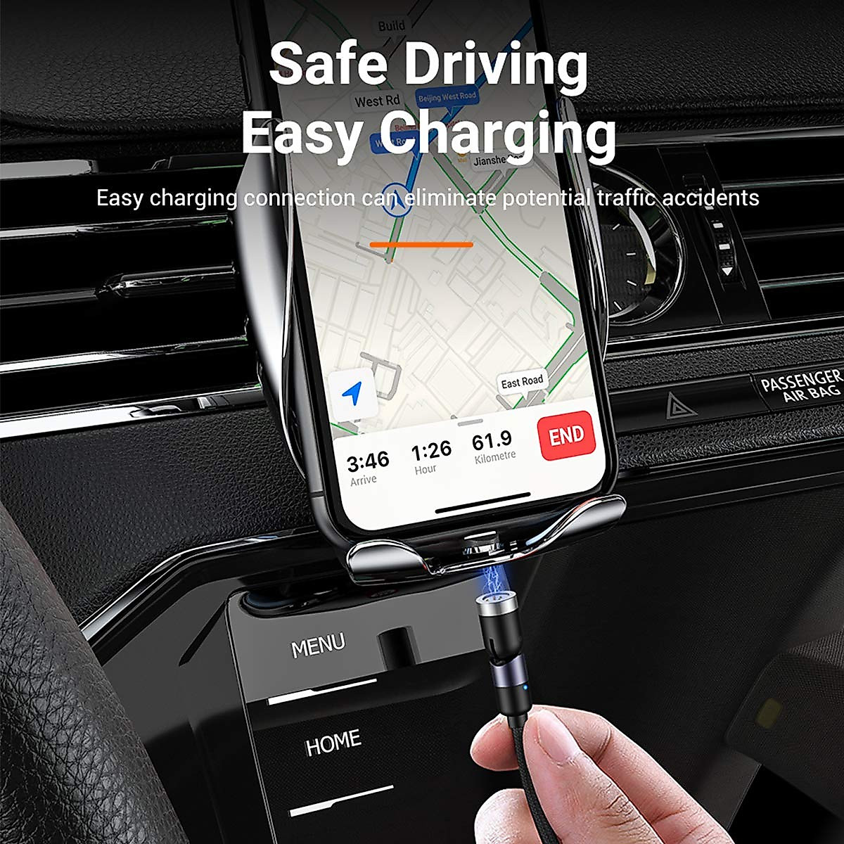 Premium Magnetic USB Cables [4 Pack] - (2 x 3.3ft and 2 x 6.6ft Cables, 1 Adapters x USB A to Type C, 2 x tip Holders, & 12 Tips) - AGG 5-Pin) Micro/Android/I Product - Fast Data & Charge - Black