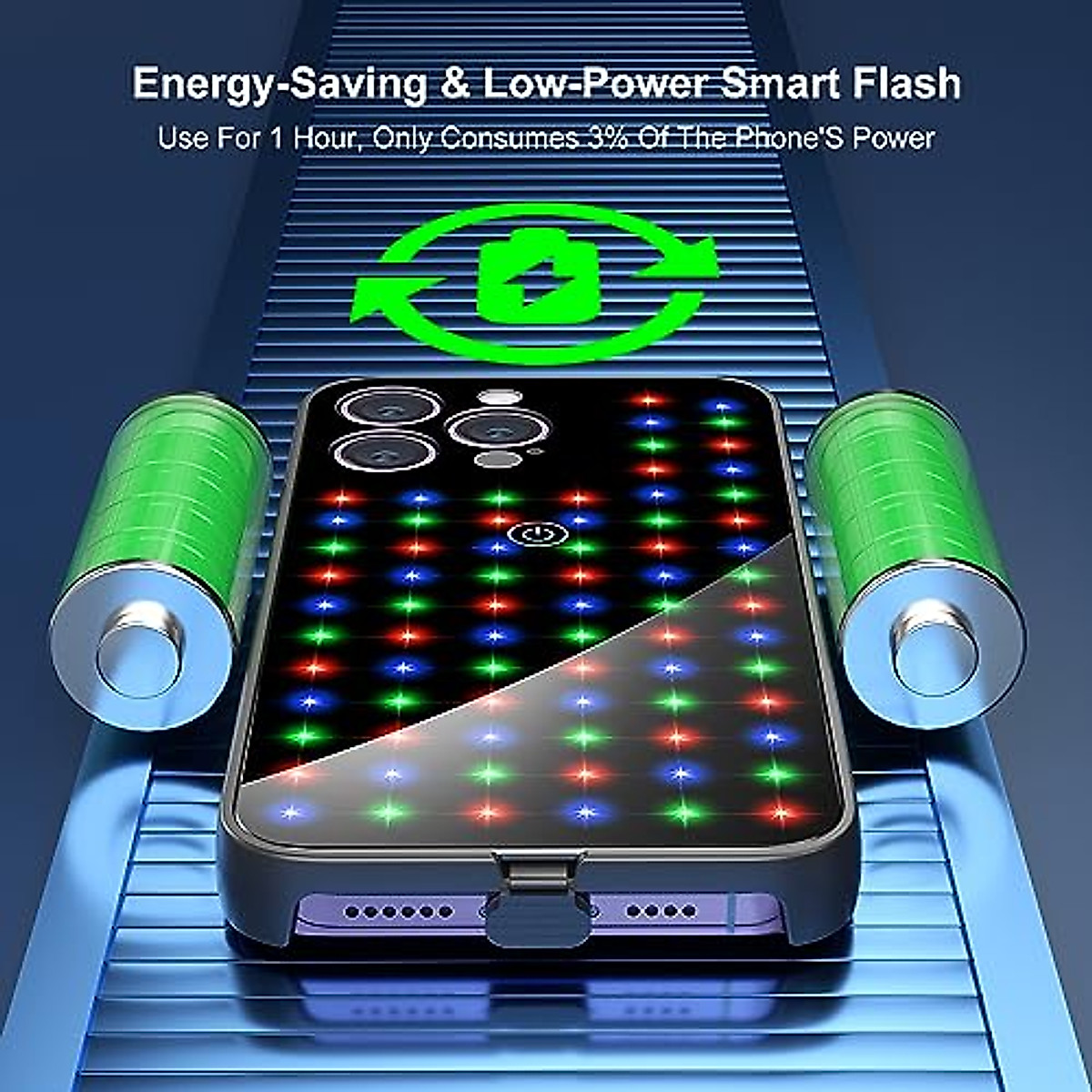 YOLOLAND iPhone 14 Pro Max Phone Case, RGB Led Luminous Phone Case, Starry Sky Shining, Colorful Flashes