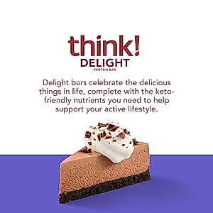 think! Delight, Keto Protein Bars, Healthy Low Carb, Gluten Free Snack - Chocolate Mousse Pie, 10 Count (Packaging May Vary)