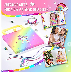 BDBKYWY Girls Charm Bracelet Making Kit - Kids Unicorn Jewelry Supplies Make Set DIY Art Craft Set Birthday Gifts for 3 4 5 6 7 8 Year Old Girl Toys Age 6-8