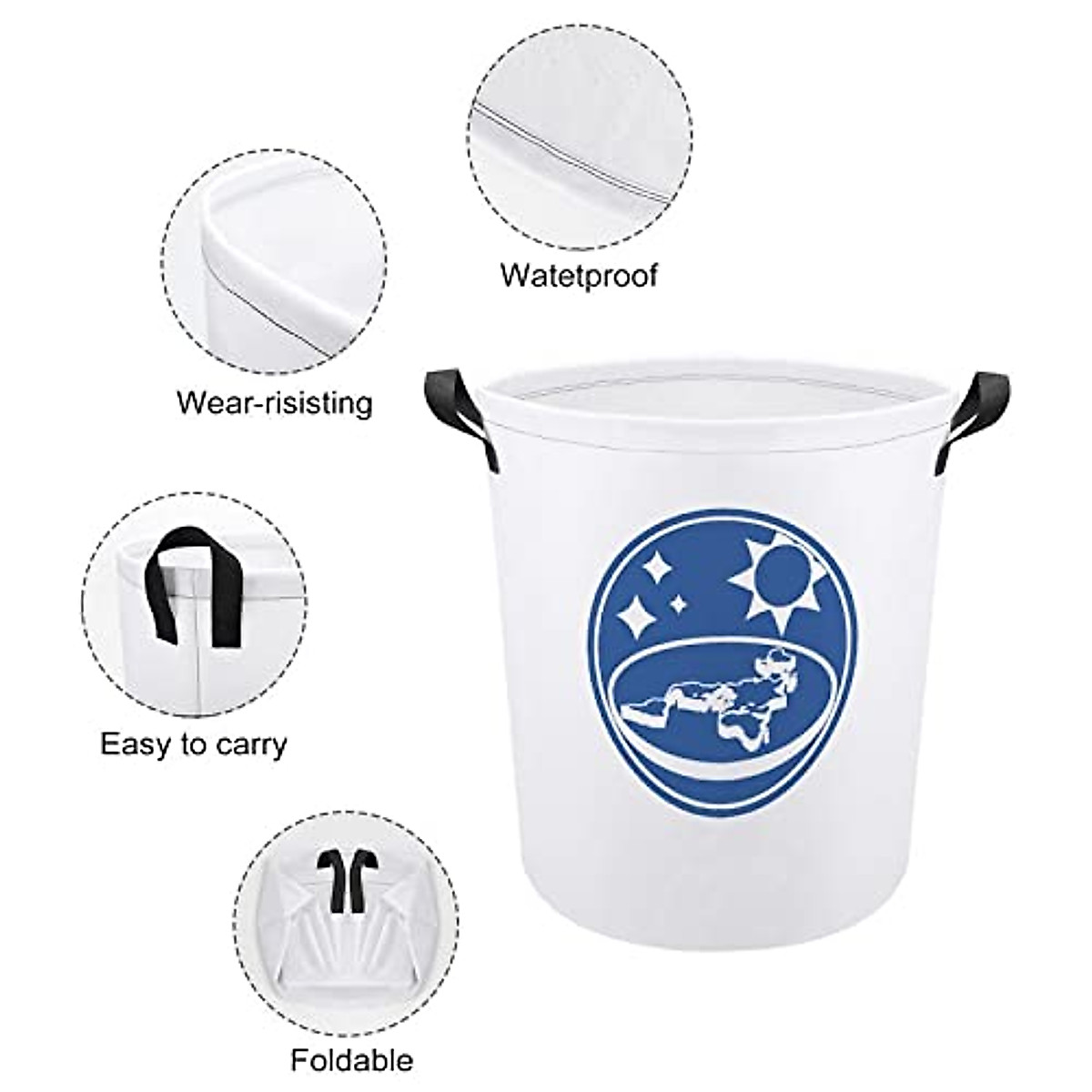 Flat Earth Large Laundry Basket Hamper Bag Washing with Handles for College Dorm Portable
