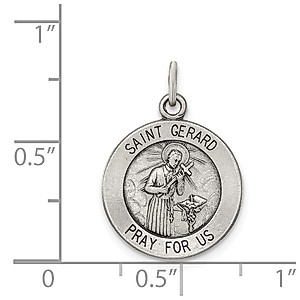 JewelryWeb | Sterling Silver Saint Gerard Medal Pendant | 16MM | Saint Gerard of Majella charm | Religious medal of Saint Gerard