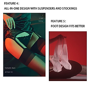 SongGelon womens Sheer Thigh High Pantyhose Hosiery Lace Garter Belt Stockings Sexy Fishnet Tights For Leg Contouring