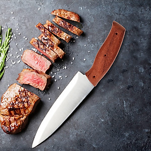 Zerodeko Kitchen Knife Replacement Handle Wooden Knife Repair Handle Cutter Grip Handle Knife Replacement Accessories Parts with Nuts for Home Dark Red