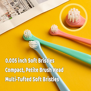 E.M&S.T by Emmeliestella Small Dog & Cat Toothbrush Micro Head, Cat Dental Care, Pets Toothbrush, Oral Hygiene, Easy to Handle, Deep Clean, Soft Bristles, Multi-Angle, Round&Pointed Toothbrush, 5 PCS