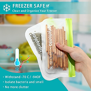Reusable Storage Bags,10 Pack Reusable Food Container Bags Sets BPA Free Freezer Bags,2 Food Storage Gallon Bags,4 Leakproof Sandwich Bags and 4 Kids Snack Bags,Resealable Silicone for Meat Fruit