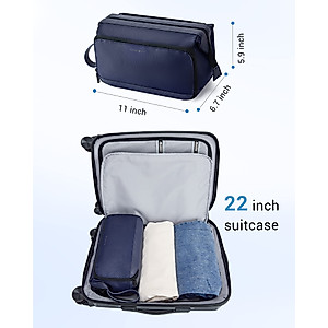 BAGSMART Toiletry Bag for Men, Wide Opening Travel Toiletry Bag for Men, Dopp Kit Water Resistant Shaving Hygiene Bag for Bathroom Shower, Travel Size Toiletries, Travel Essentials - Navy