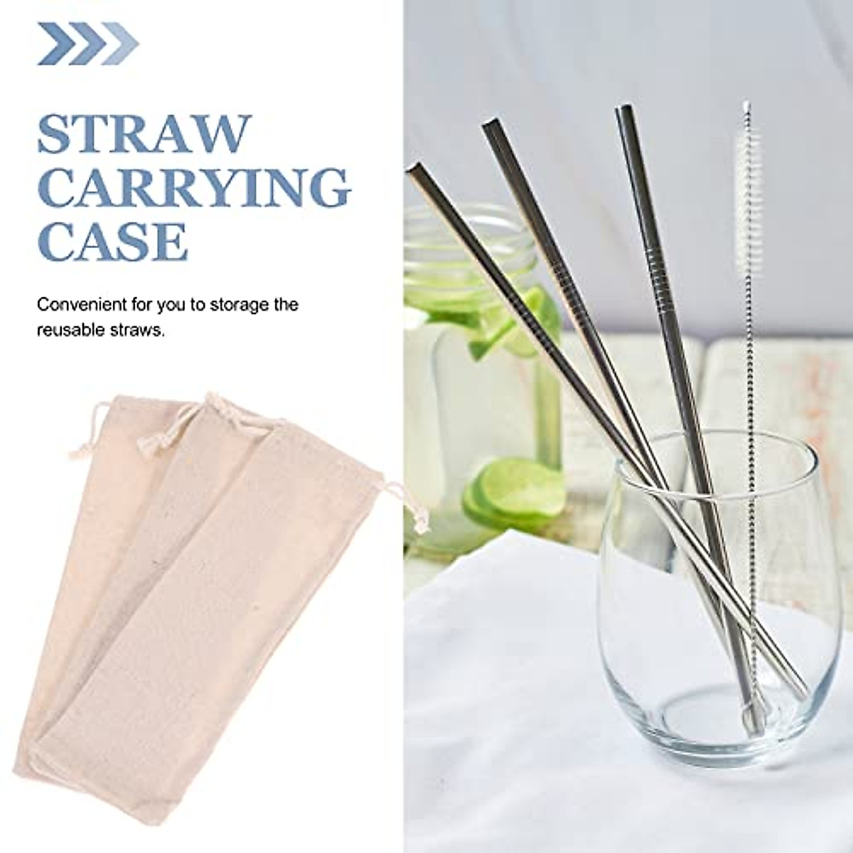 20Pcs Straw Carrying Cases, (Length: 9.8in/25cm) Straw Pouch, Travel Bag for Straw/Cutlery and Cleaning Brush Straws, Safety and Reusable Straw Case