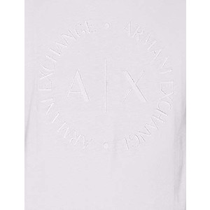 A|X ARMANI EXCHANGE Men's Tonal Classic Circle Logo Short Sleeve Tee Shirt, White, X-Large