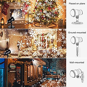 Christmas Projector Light Outdoor, Snowflake Projection Light with Remote Control, IP65 Waterproof LED Snowfall Christmas Decoration Show Lights for Xmas Indoor Home Holiday Party Wedding Garden Patio