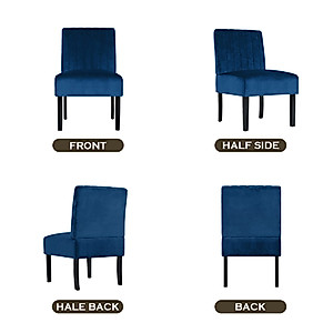 STHOUYN Modern Velvet Armless Accent Chair Decorative Slipper Chair Vanity Chair for Bedroom, Corner Side Chair Living Room Furniture Navy Blue