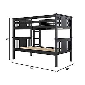 DHP Dorel Living Dylan Twin Wood Bed for Kids, Black Bunk