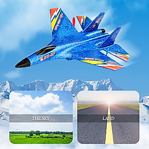 RoofWorld RC Plane Remote Control Glider Airplanes 2.4 GHZ 2 Channels, Easy to Fly RC Fighter, Remote Control Aircraft with Automatic Balance Gyro for Adult Kids Beginner