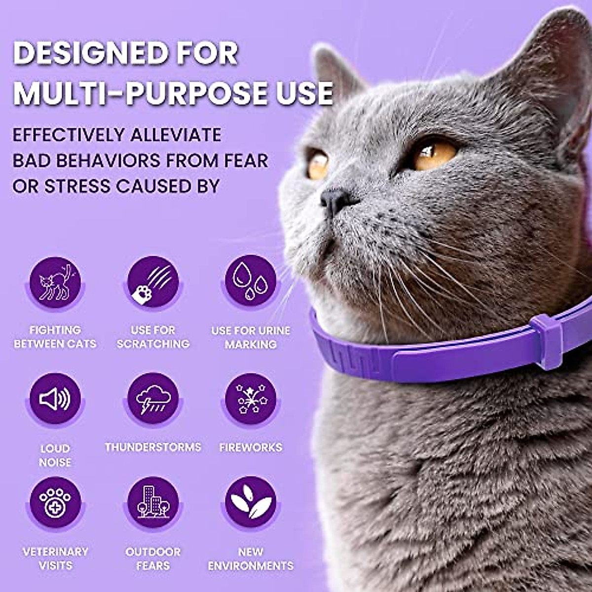 TriOak 4 Pack Calming Collar for Cats, Cat Calming Collar, Calming Pheromone Collar for Cats, Cat Pheromone Collar, Cat Calming Collar for Anxiety, Efficient Relieve Anxiety Stress (4 Pack)
