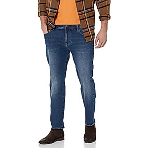 A|X ARMANI EXCHANGE Men's 5 Pocket Slim Denim, Mid Wash/Light Stitching/Stretch Cotton