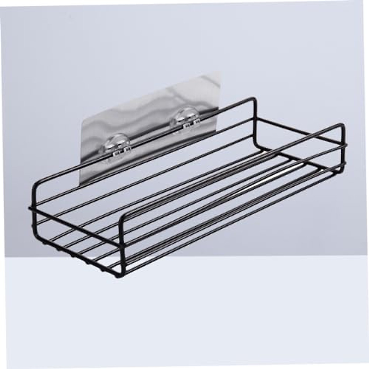 FUNOMOCYA Iron Storage Rack Storage Shelves Storage Shelf Self-Adhesive Storage Rack Kitchen Organizer Wall Mount Rack Black