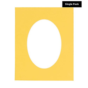 18x24 Mat Bevel Cut for 12x18 Photos - Precut Chamois Yellow Oval Shaped Photo Mat Board Opening - Acid Free Matte to Protect Your Pictures - Bevel Cut for Family Photos, Pack of 1 Matboard Show Kit