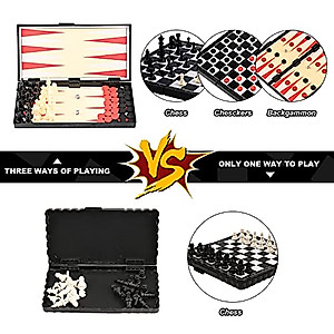 Magnetic Chess Set Backgammon Board Game Set 3 in 1 with Checkers Inside for Home Outdoor Travel Chess Set