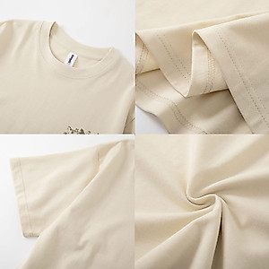 Cayxatiu Cute Cat Graphic Tees for Women Harajuku Shirt Letter Printed Oversized T Shirts Aesthetic Casual Baggy Tshirts (Apricot,L,Large)