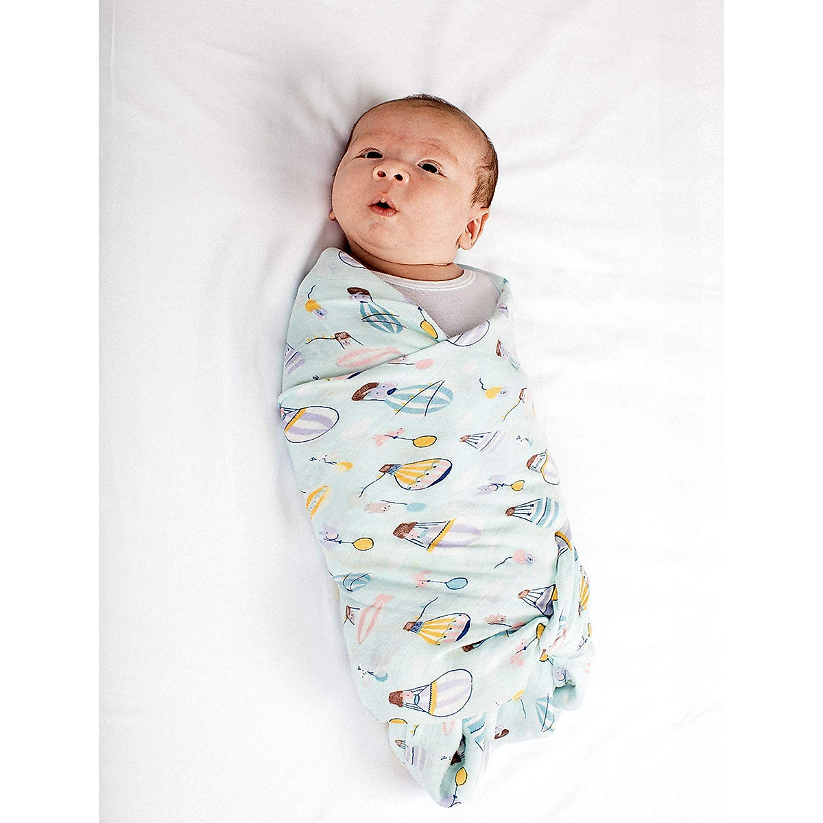 Loulou Lollipop Soft Baby Swaddle Blanket Muslin Wrap Receiving Blanket for Newborn to Toddler Girl and Boy, Large 47” by 47” - Hot Air Balloon…