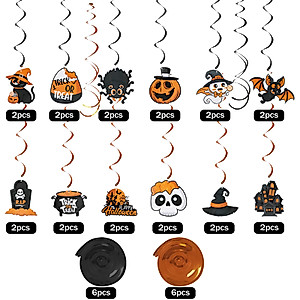 CCINEE Hanging Swirl Ceiling Scare Decorations for Halloween Party, 36 PCS Large Size Witches Ghost Pumpkin Spider Ceiling Home Indoor Halloween Eve Party Decor Supplies