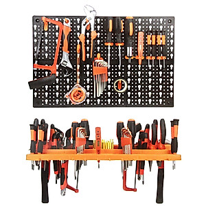 VViViD 27 pcs ABS Plastic 39" x 10.5" Wall-Mounted DIY Tool Organizer Pegboard and Tray Set 50lb Capacity.