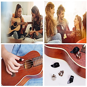 12pcs Adjustable Finger Thumb Picks Set Includes 8pcs Silver Stainless Steel Finger Picks and 4pcs Plastic Thumb Picks for Guitar Banjo Harp Bass Plectrum (Black)