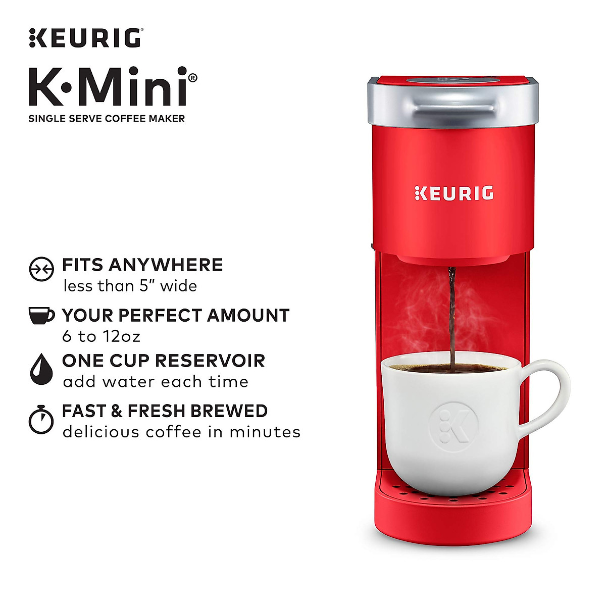 Keurig K-Mini Single Serve K-Cup Pod Coffee Maker, Poppy Red