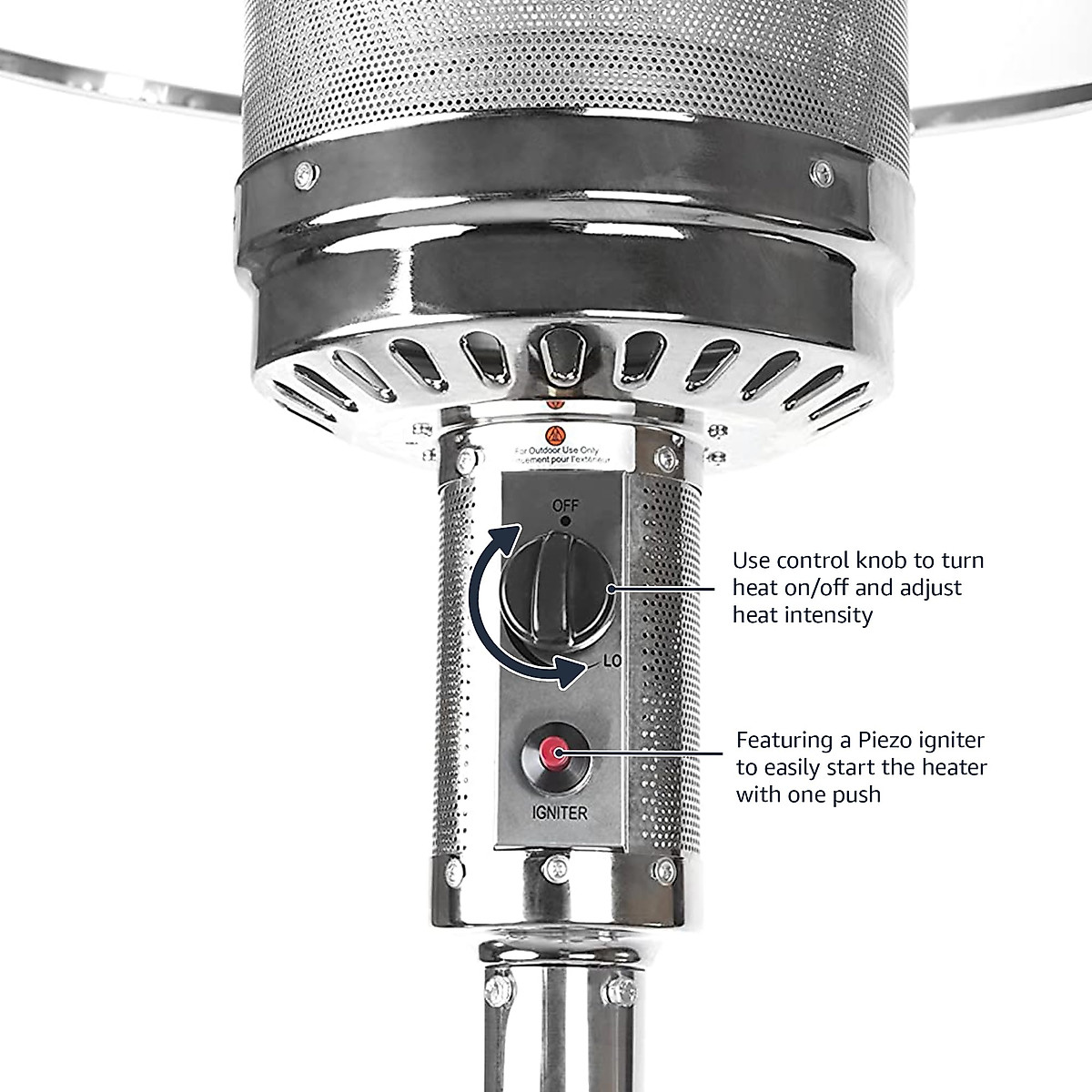 Amazon Basics 46,000 BTU Outdoor Propane Patio Heater with Wheels, Commercial & Residential, Havana Bronze, 32.1 x 32.1 x 91.3 inches (LxWxH)