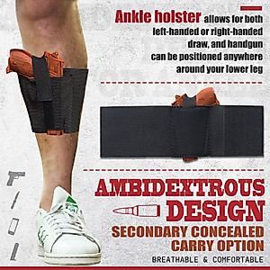 Bundle of Belly Band + Ankle Holster, Concealed Carry with Magazine Pocket/Pouch for Women Men Compatible with Glock, Ruger LCP, M&P Shield, Sig Sauer, Ruger, Kahr, Beretta, 1911, etc