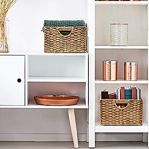 Seville Classics Premium Hand Woven Portable Laundry Bin Basket with Built-in Handles, Household Storage for Clothes, Linens, Sheets, Toys, Tan, Rectangular (2-Pack)