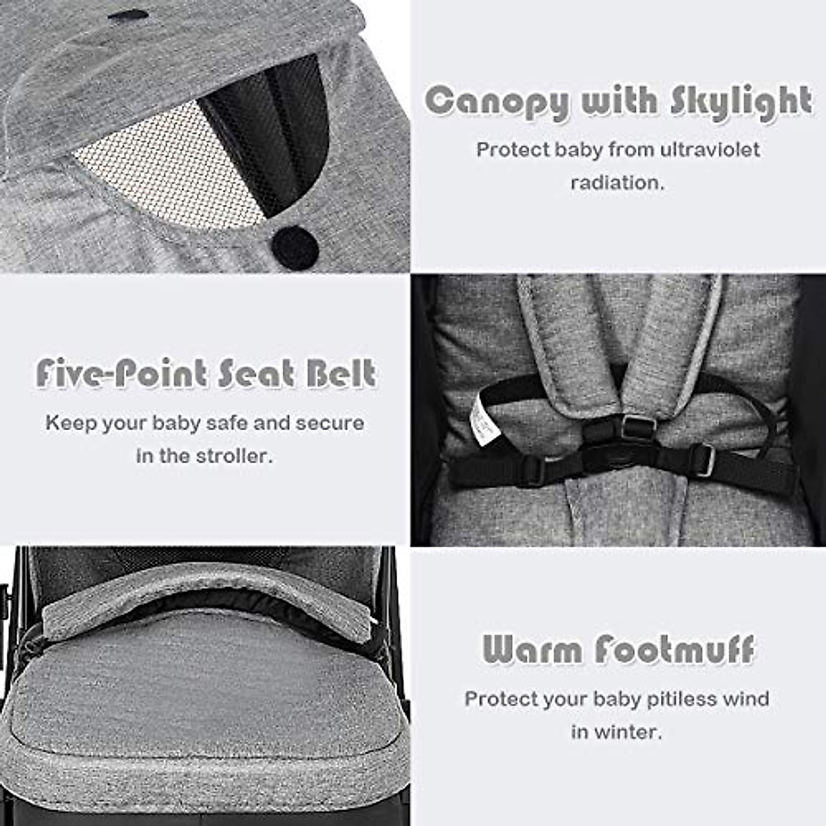 BABY JOY Baby Stroller, 2 in 1 Convertible Carriage Bassinet to Stroller, Pushchair with Foot Cover, Cup Holder, Large Storage Space, Wheels Suspension, 5-Point Harness (Gray)