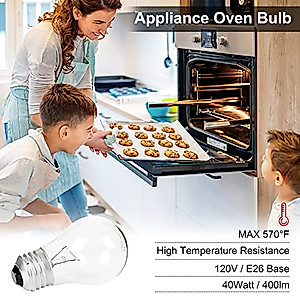 Appliance Oven Light Bulb A15 40W for Refrigerator Over Stove Range Hood Microwave Lava Lamp Replacement Bulb High Temperature Resistant E26 Medium Base 120V Warm White Pack of 4…