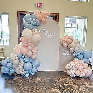 Gender Reveal Balloons Garland Kit, 124pcs Dusty Pink and Dusty Blue Sand White Balloons for Boy or Girl Gender Reveal Baby Shower Party Decoration…