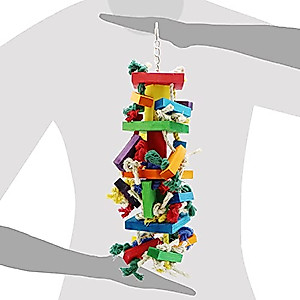 Wontee Bird Toys Parrot Chewing Toys Wood Blocks Tearing Toys for Parakeet Cockatiel Sun Conure African Grey Indian Ringnecks Small and Medium Sized Birds (Large)