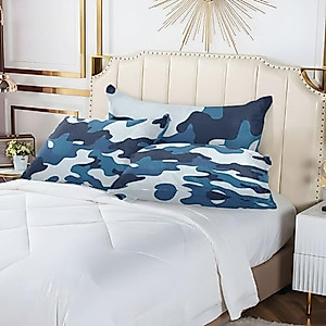 Blue Camouflage Pillowcase for Hair and Skin Body Pillow Cover Body Pillow Case King Size 20"X 40" Long Pillow Cases with Zipper for Body Pillows